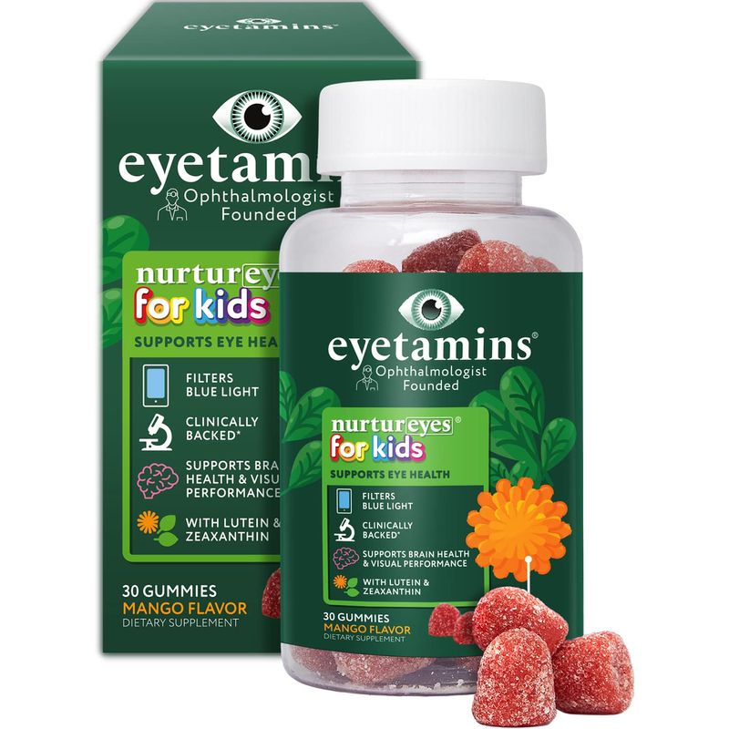 eyetamins Nurtureyes Eye Health Gummy for Kids - 30 Easy-to-Chew, Mango ...