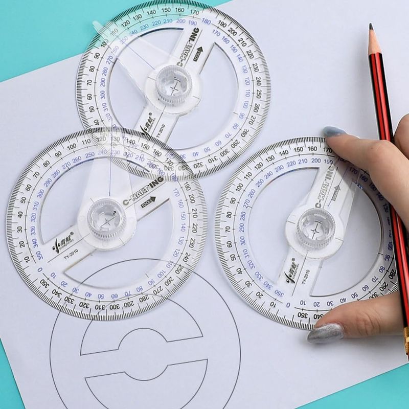 2PCS 360 Degree Angle Measure Circle Protractor 360 Degree Protractor ...