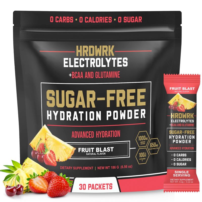 HRDWRK Electrolytes Powder Packets with Magnesium, Potassium Sodium ...
