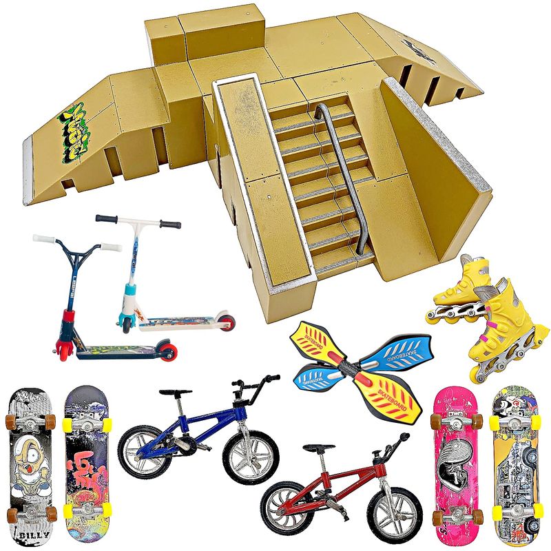 Finger Skateboard Ramp Set, Finger Skatepark Kit 16 Pieces, Skate Park ...