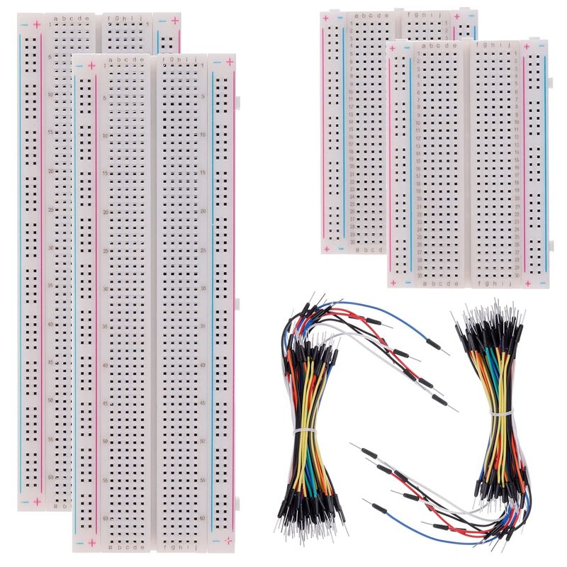 BOJACK Breadboard Kit Solderless Breadboard 2 Pcs 830 Tie Points & 2 ...