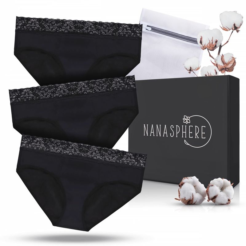Pack of 3 Ultra Absorbent Period Panties 4 Layers Organic Cotton ...