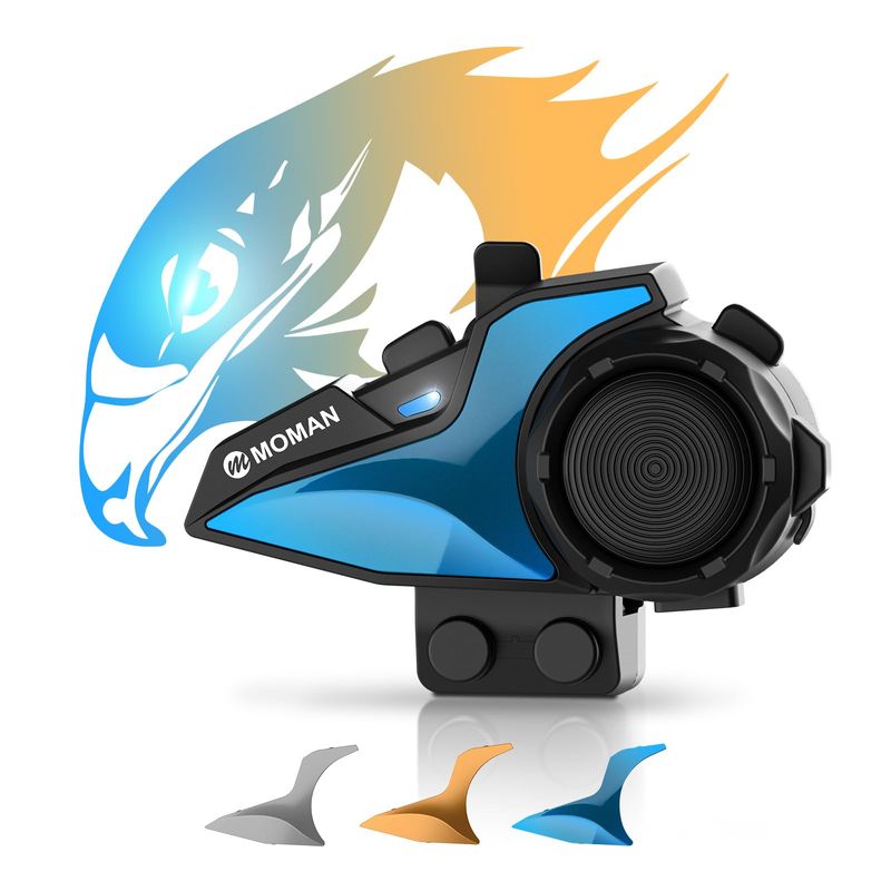 Moman Motorcycle Intercom, H2E Eagle-Like Helmet Headset Communication ...