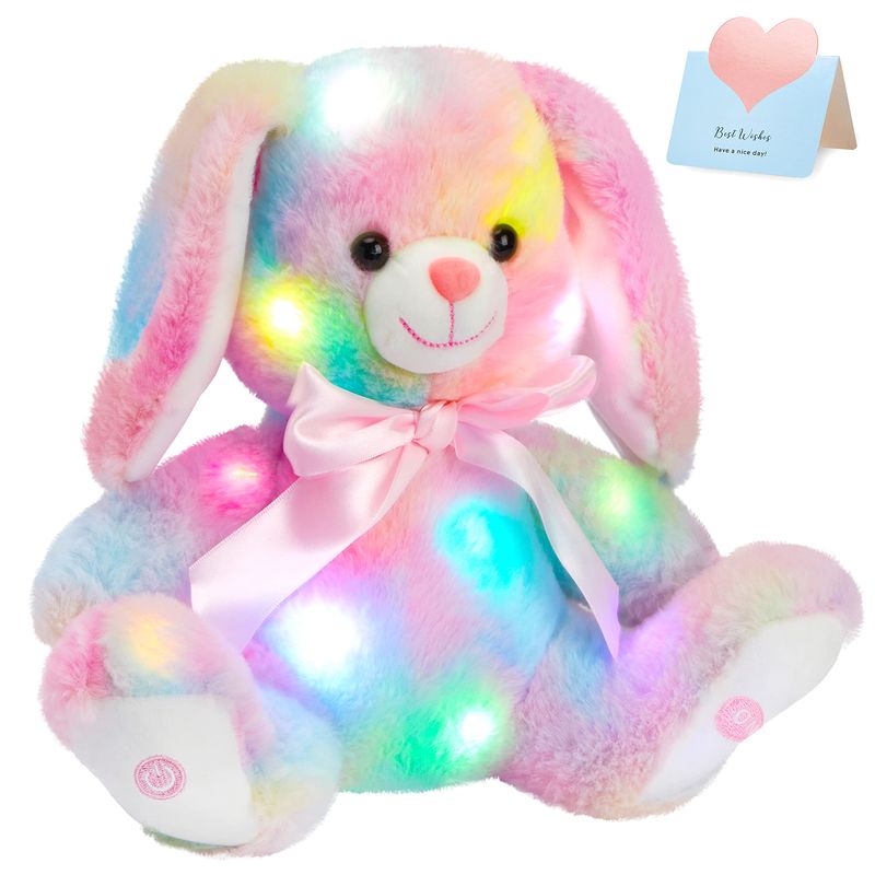 Glow Guards 10'' Light up Rainbow Bunny Stuffed Animal,Soft Glowing ...