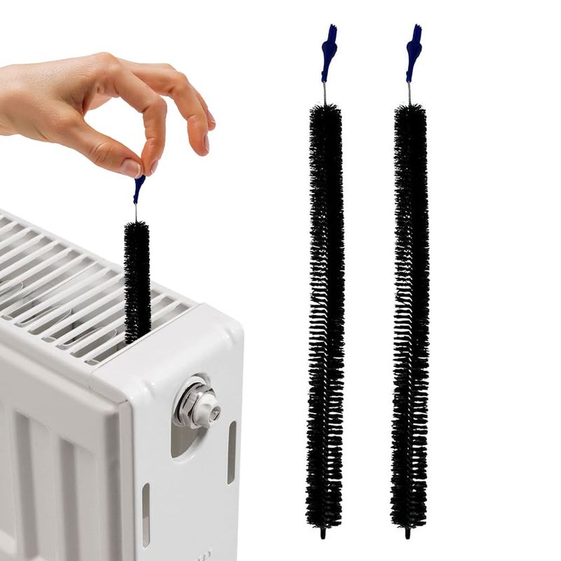 Set of 2 Radiator Brush Long Reach Cleaner - Heater Heating Bristle ...