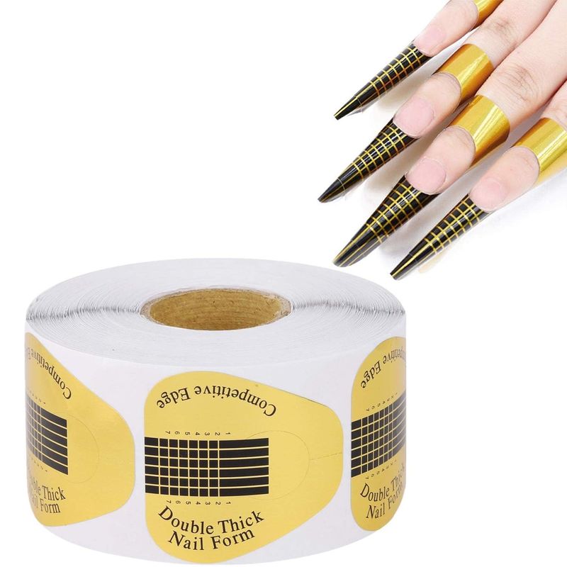 300 Pieces Acrylic Nail Form Sticker Nail Sculpting Forms Golden ...