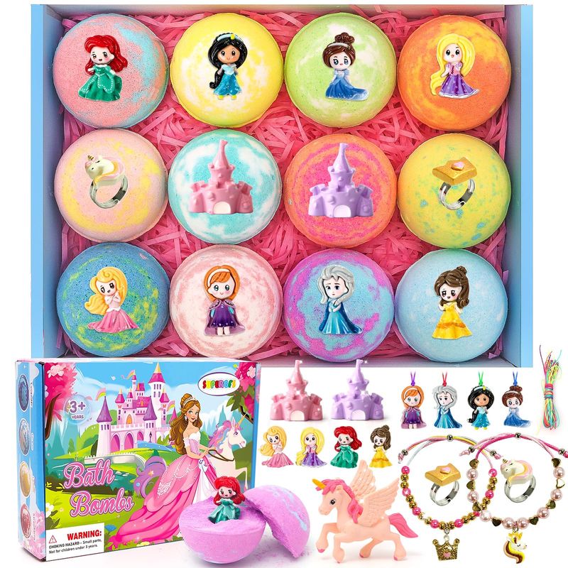 Bath Bombs for Kids with Surprise Inside Princess Toys Natural Bath ...
