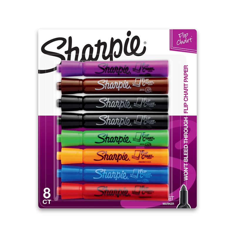 SHARPIE Flip Chart Markers, Bullet Tip, Assorted Colors, 8 Pack ...