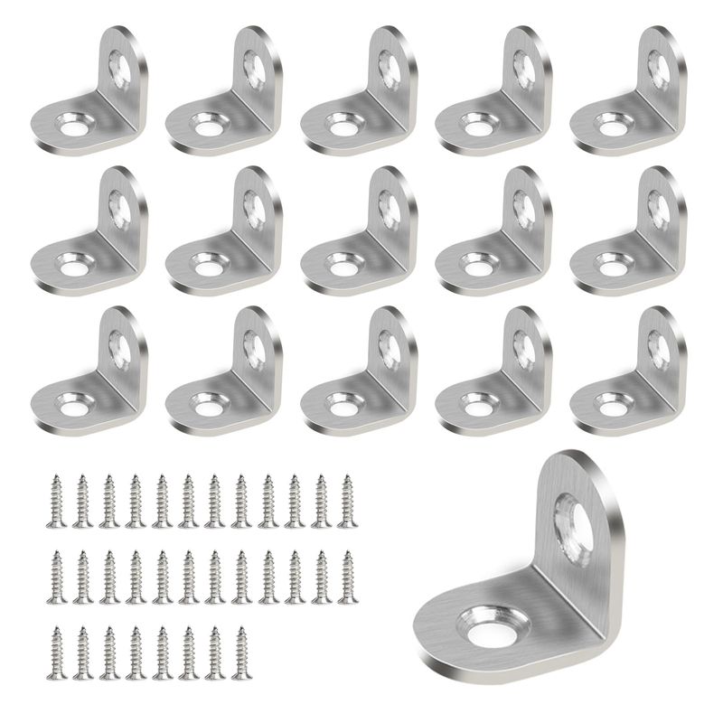 Angle Brackets 20mm, 16 Piece L Shaped Small Bracket Corner Brace 90 ...