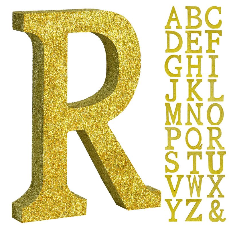 TONIFUL 8 Inch Gold Glitter Letter R Table Centerpiece A-Z Gold ...