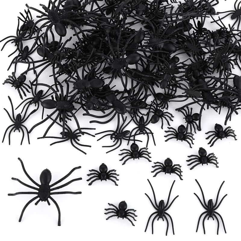 Abeillo 3 Size 120 Pieces Halloween Plastic Spiders Fake Plastic ...