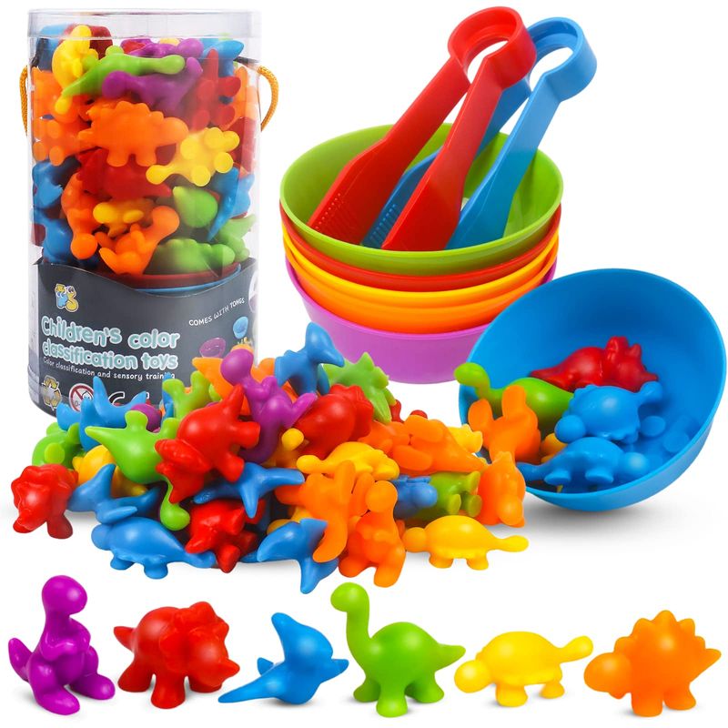 GKDOMS Counting Dinosaurs Toys Matching Game with Sorting Bowls ...