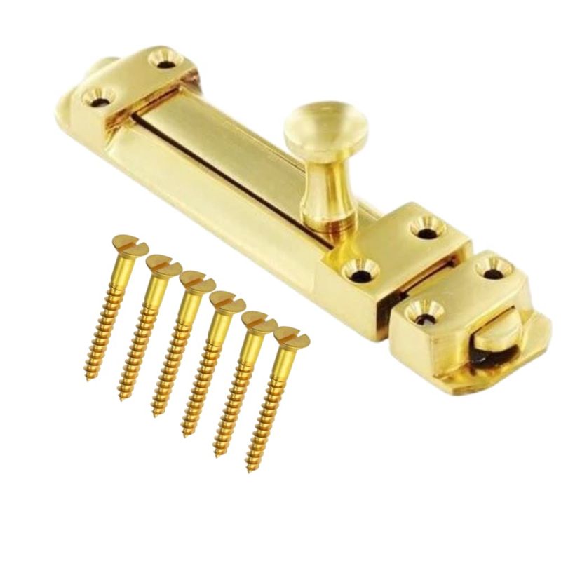 Brass Door Bolts 4 Inch Flat Bolt Surface Door Latches Tower Bolt ...