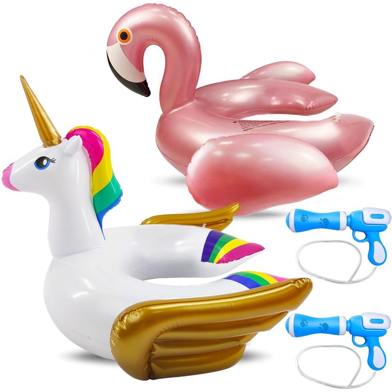 iGeeKid 2 Pack Pool Float for Kids Unicorn Flamingo Swim Floats for ...