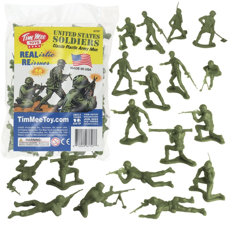 TimMee Plastic Army Men - OD Green 48pc Toy Soldier Figures - Made in ...