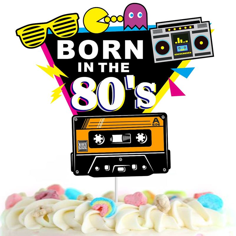 80's Cake Topper - born in the 80s Themed Party Happy Birthday Cake ...