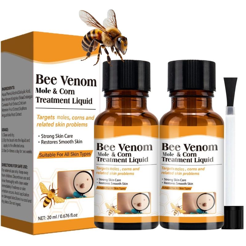 2PCS Natural Bee Venom Mole Remover,Fast-Acting Skin Mole Remover for ...