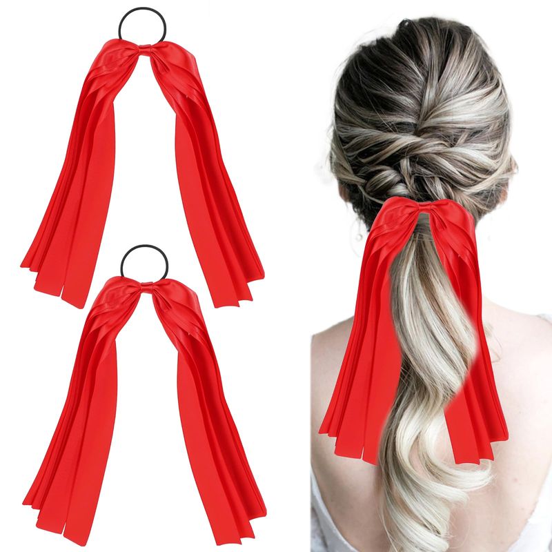 cobee 2 Pcs Red Ribbon for Hair, Silky Satin Hair Ribbon Red Hair Ties ...