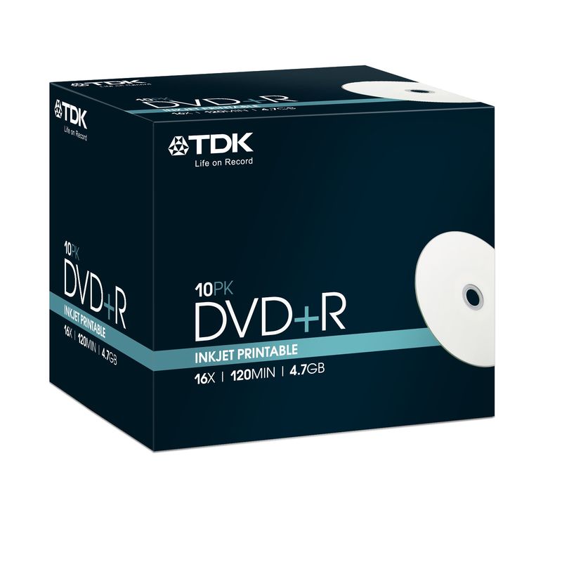 TDK T19494 4.7GB 16x Speed 120min Printable DVD+R Disc in Jewel Case (Pack of 10) - Online ...