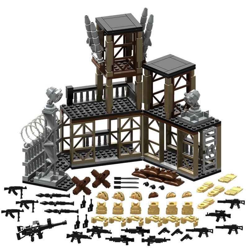 Military Base Army Building Blocks Sets with Guns Weapons Armor ...