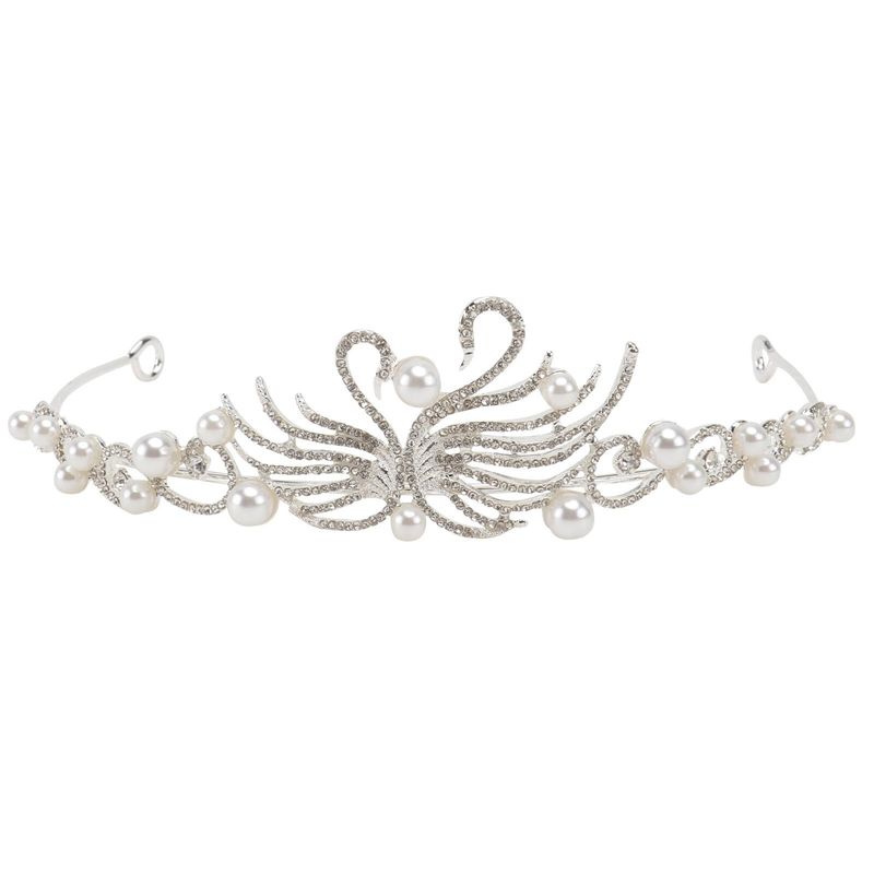 Beaupretty Swan Tiara White Swan Crown Pearl Crown Crystal Queen Crown ...