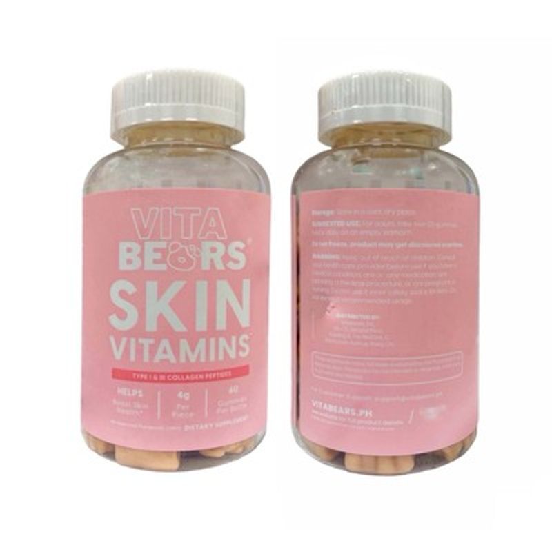 VitaBears SKIN Vitamins Type 1 & 3 Collagen Peptides - 60 Gummies ...