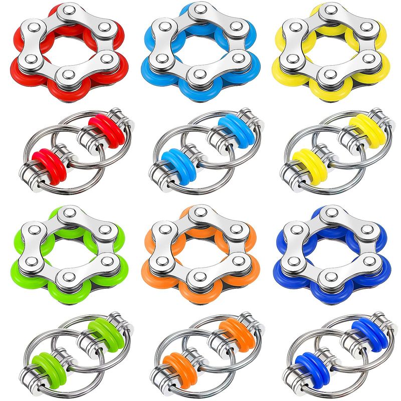 Hicarer 12 Pieces Fidget Toy Pack Flippy Chain Fidget Toy Six Roller ...