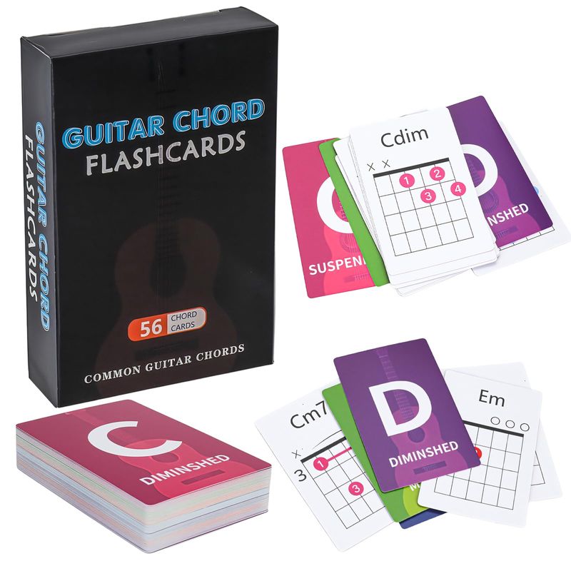 Guitar Chords Flash Cards, 56 Guitar Note Theory Cards- The Major and ...