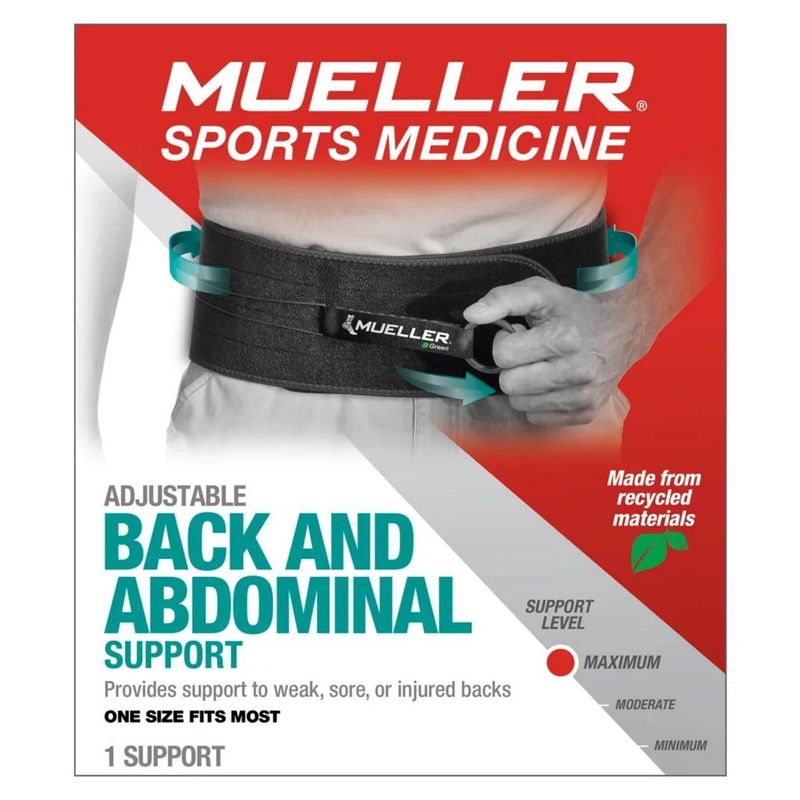 Mueller Green Adjustable Back and Abdominal Support, Black, One Size ...