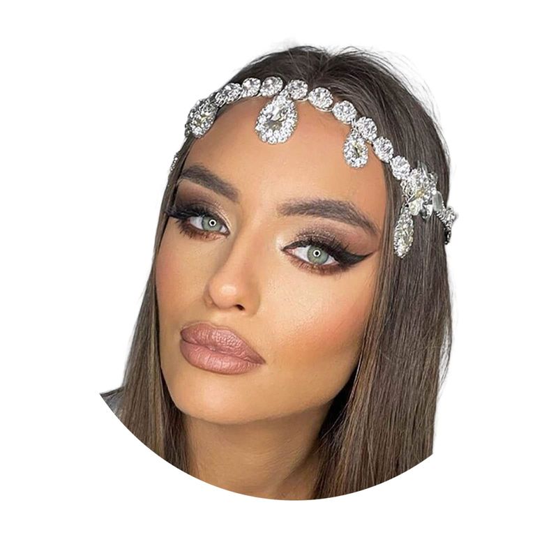Florry Wedding Head Chain Rhinestone Bridal Headpiece Silver Crystal ...