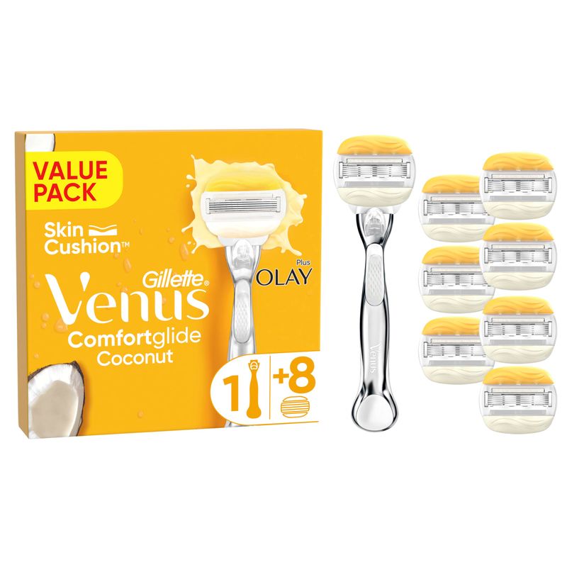 Gillette Venus ComfortGlide Coconut with Olay Women's Razor + 8 Razor ...
