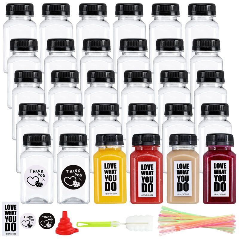 Fhxtcygj 30 Pack 5oz Reusable Empty Plastic Juice Bottles with Leak ...
