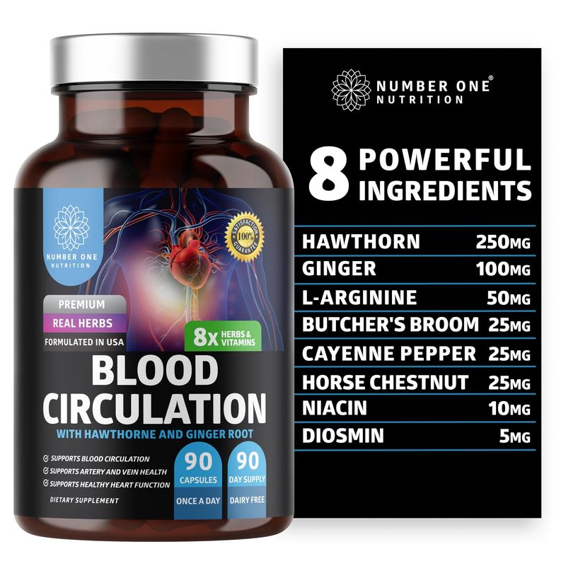 Number One Nutrition Premium Blood Circulation Supplement for Women and Men [8 Powerful Herbs ...