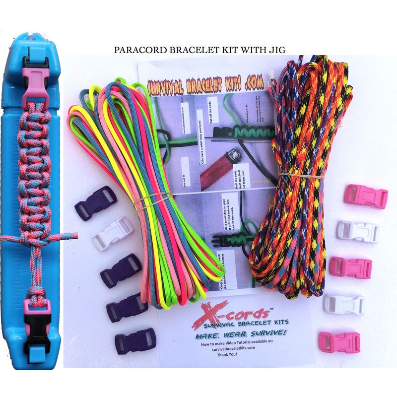 X-Cords Paracord Bracelet Survival Bracelet Kit W/ Jig make 10 ...