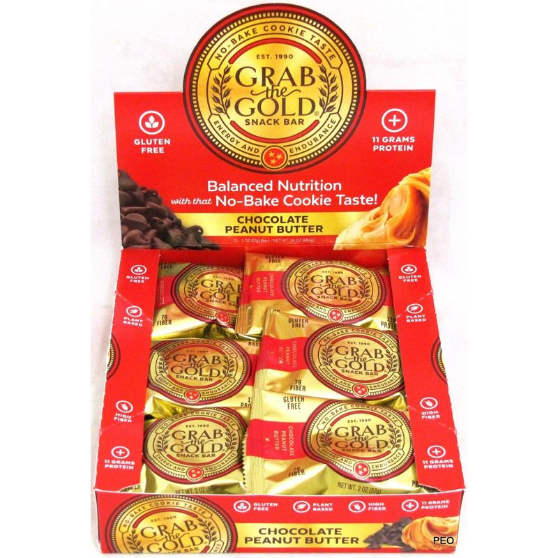 Grab The Gold Energy Protein Snack Bars Chocolate Peanut Butter 12 ...