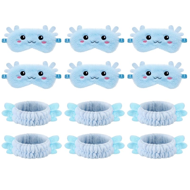 Kajaia 12 Pcs Axolotl Sleep Eye Masks and Spa Headband Set Cute Soft ...
