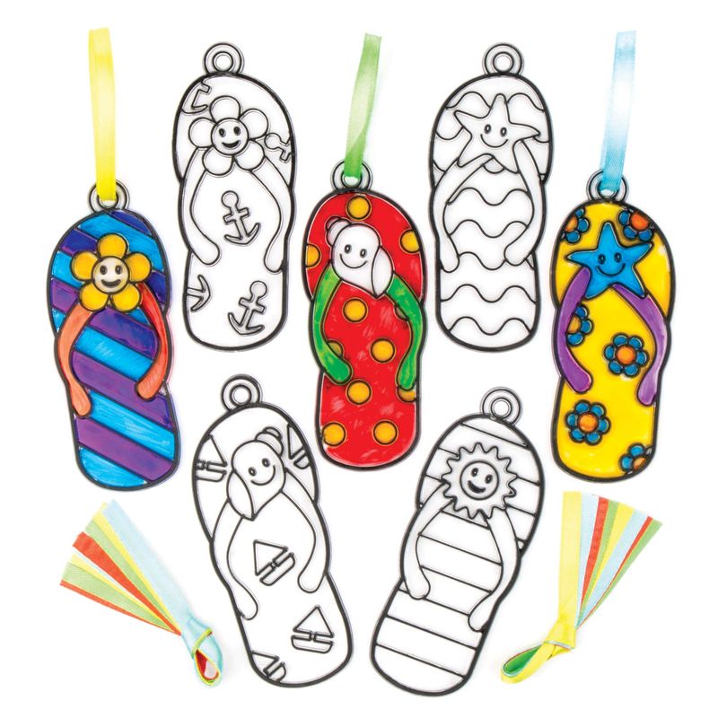 Baker Ross AV224 Flip Flop Suncatcher Decoration Set for Children to ...