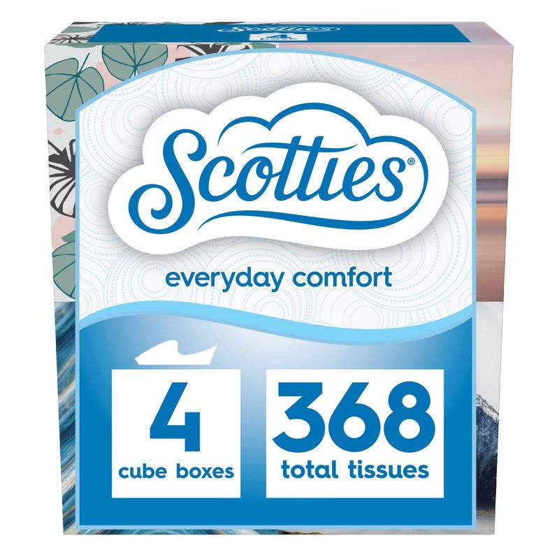 Scotties Everyday Comfort Facial Tissues, 92 Tissues per Box, 4 Pack ...