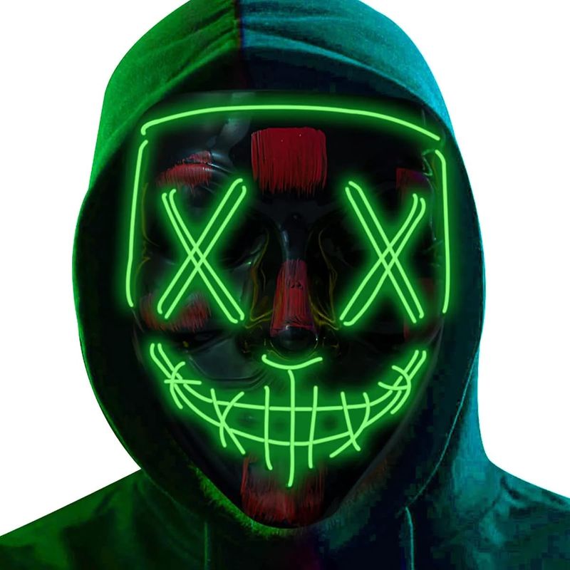 SHATCHI LED Stitched Purge Halloween Scary Mask Flashing Colourful Rave ...