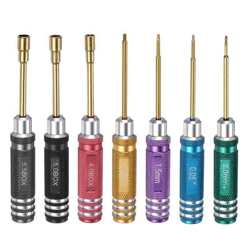 Sourcing Map 7pc RC Tool Kit Set, Hex Driver 0.05" 1.5mm 2.0mm Nut Socket 4.0mm 5.0mm 5.5mm ...