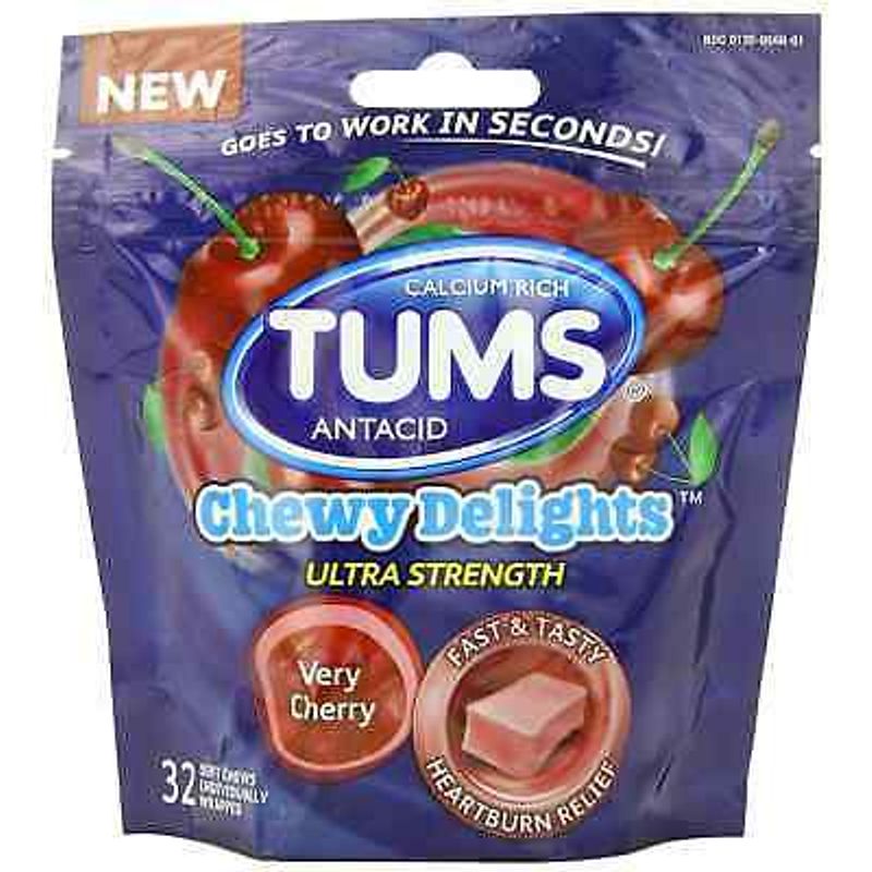 Tums Antacid Chewy Delights VERY CHERRY 32 Soft Chews - Online ...