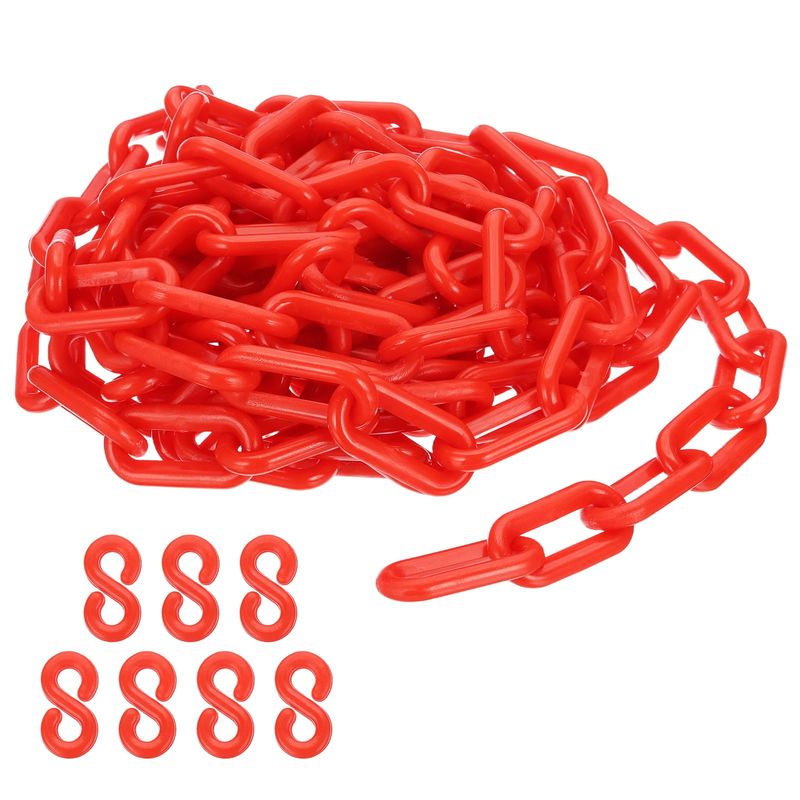 PATIKIL Red Plastic Chain, 16 ft 8mm Safety Barrier Chain for Crowd ...