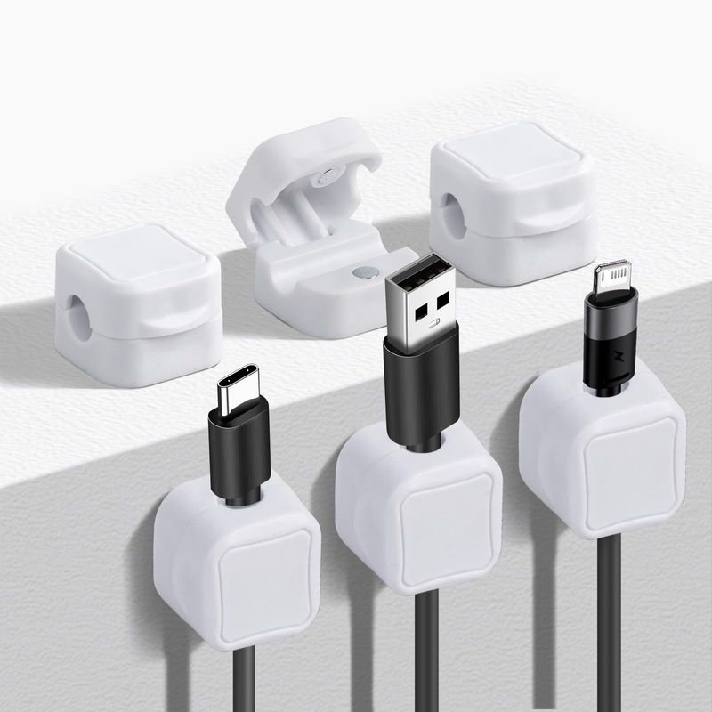 12 PCS Desk Cable Tidy Clips, White Phone Cable Clips, Cable Organiser ...