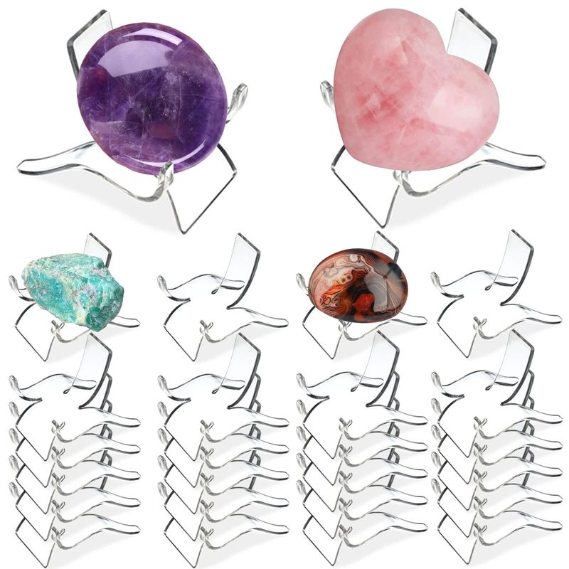 (24 PCS）Display Stand,Acrylic Rock Display stands,Clear Display Easel ...