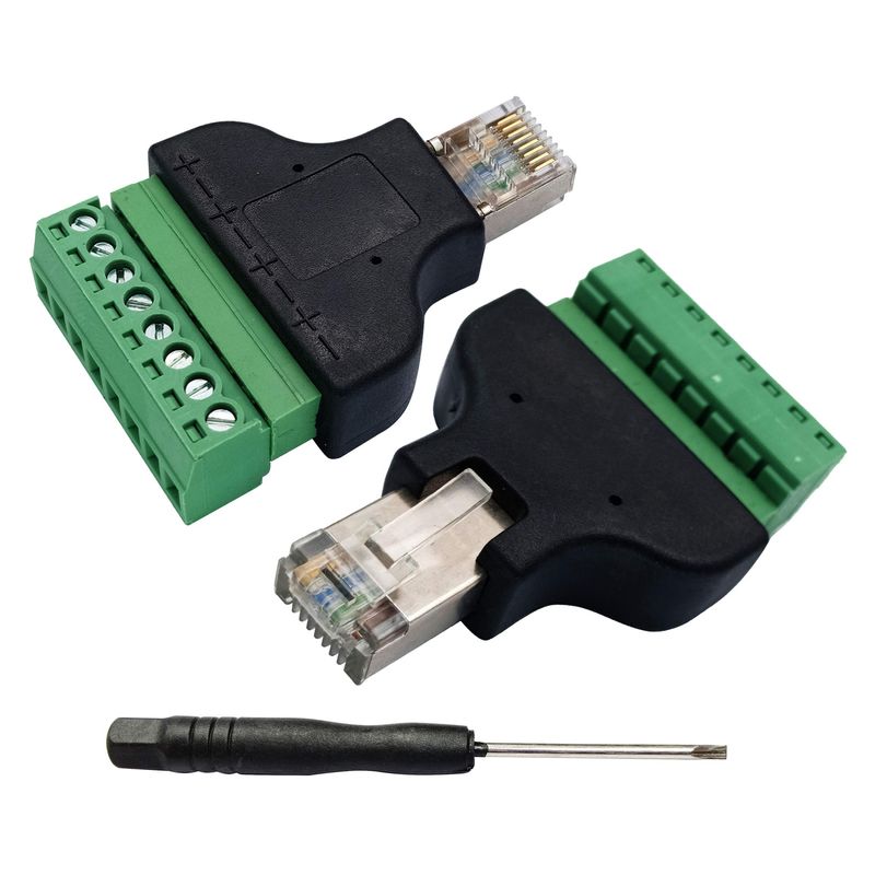 AAOTOKK RJ45 Screw Terminal RJ45 8P 8C Male to 8Pin Female Bolt Screw Type terminals Ethernet ...