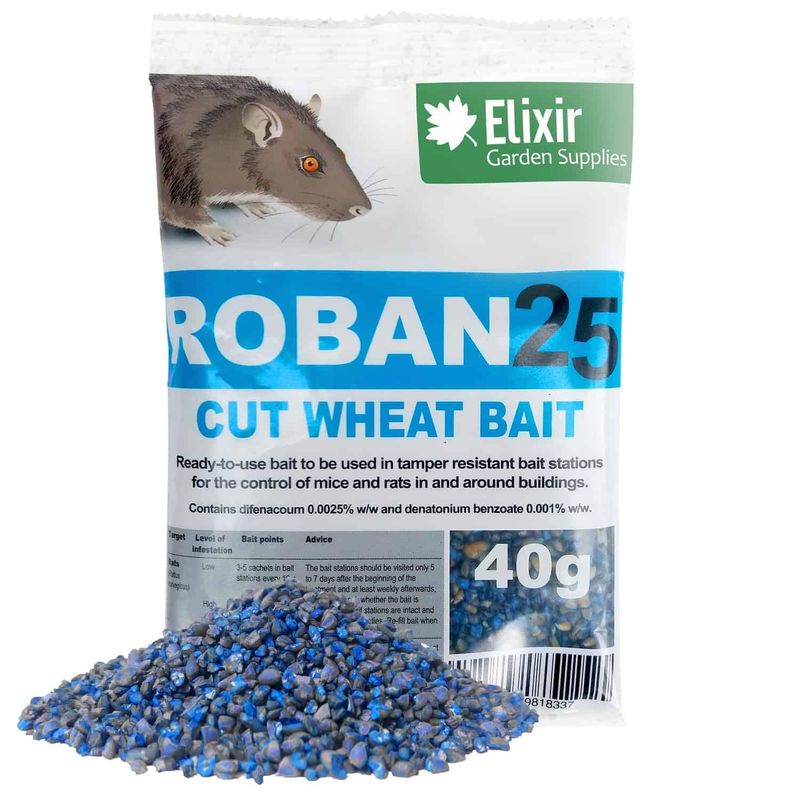 Elixir Gardens Roban 25 Mouse and Rat Poison | 40g Sachet x 04 | Cut ...