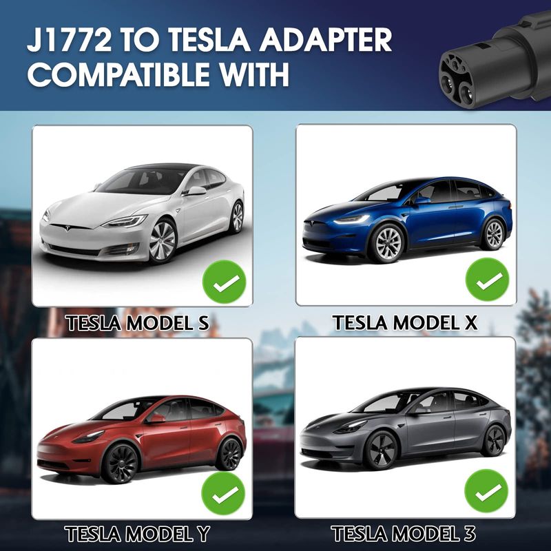 J1772 to Tesla Charging Adapter 80 Amp / 240V AC- Compatible with SAE ...
