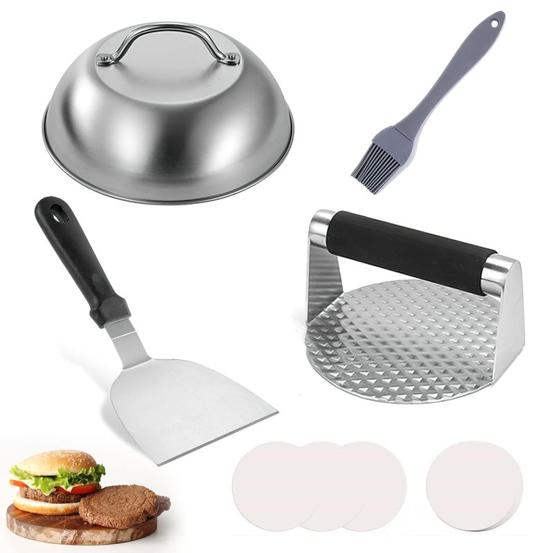 Hamburger Stamping Kit: smash burger press And Metal Hamburger Spatula ...