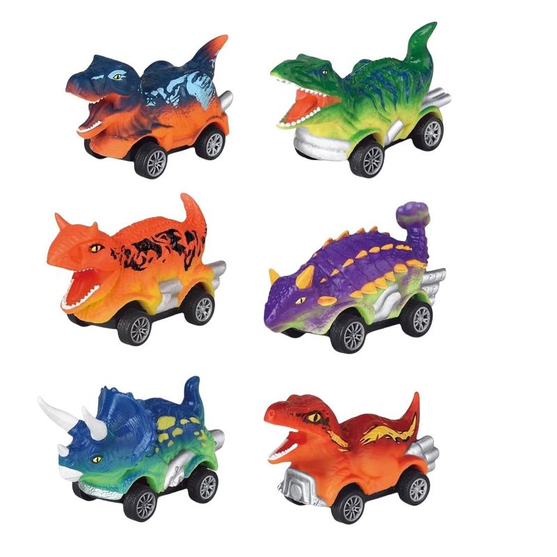 Ai-Fun Dinosaur Toy Pull Back Cars, 6PCS Dinosaur Car Racer Toys for Kids Dinosaur Games ...