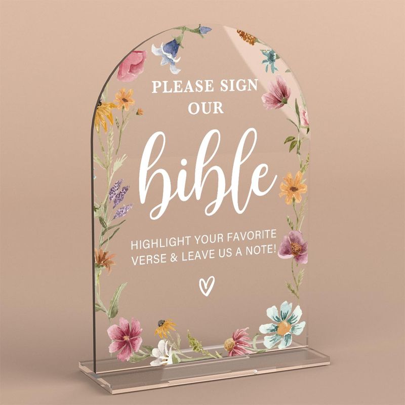 Acrylic Wedding Sign Please Sign Our Bible Signs for Ceremony Modern ...